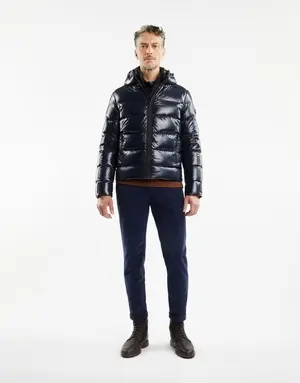 FAY Logo Patch Hooded Down Jacket
