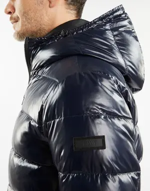 FAY Logo Patch Hooded Down Jacket