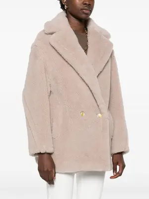 Max Mara Double Breasted Collared Coat - Sand-colored