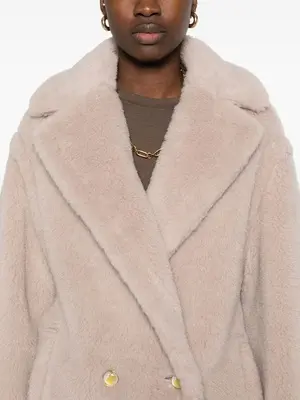 Max Mara Double Breasted Collared Coat - Sand-colored