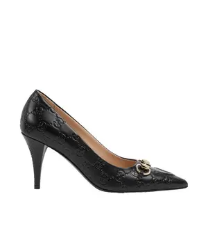 Gucci Gg Embossed Leather Horsebit Pumps
