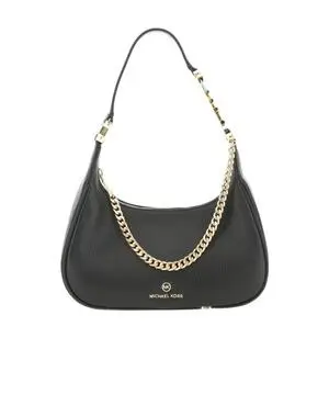 Michael Kors Logo Plaque Zip-up Shoulder Bag - Black