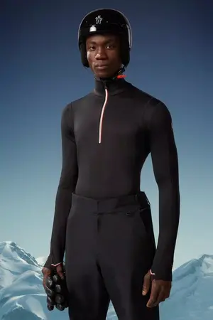 Moncler High Neck Long Sleeve Polo