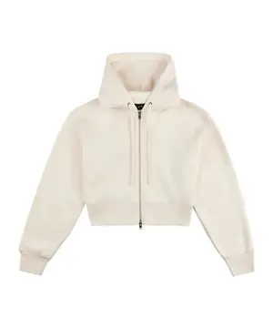 Hogan Cropped Cotton-cashmere Blend Sweatshirt With Drawstring Hood