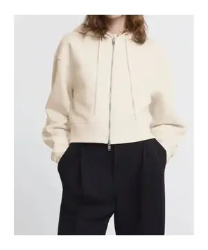 Hogan Cropped Cotton-cashmere Blend Sweatshirt With Drawstring Hood