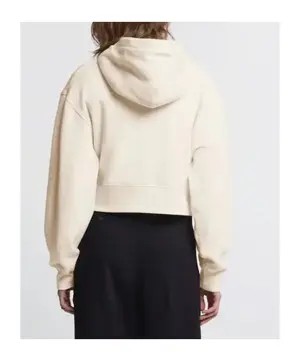 Hogan Cropped Cotton-cashmere Blend Sweatshirt With Drawstring Hood