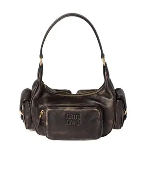 Miu Miu Pocket Nappa Leather Bag - Coffee