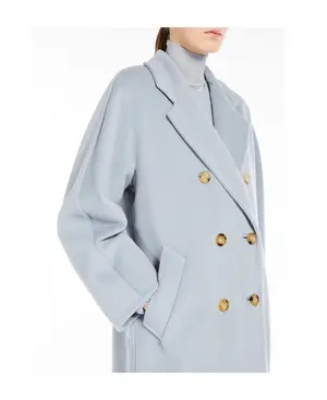 Max Mara Double-breasted Long Wool Coat - Blue