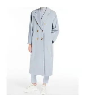 Max Mara Madame Belted Long-sleeved Coat - Light Blue