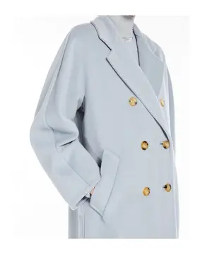 Max Mara Madame Belted Long-sleeved Coat - Light Blue