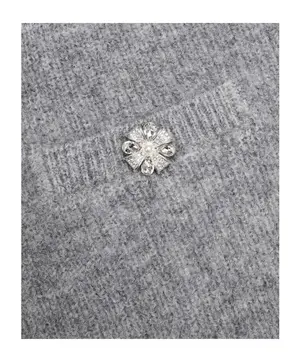 SELF-PORTRAIT Embellished Trim Cropped Cardigan - Grey