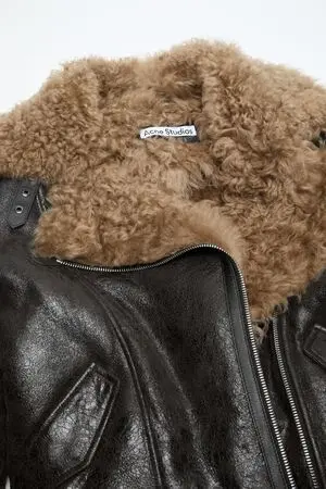 Acne Studios Leather Shearling Aviator Jacket - Black