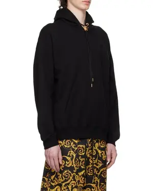 Versace Medusa Head Detailed Drawstring Hoodie - Black