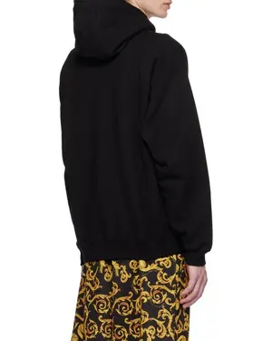Versace Medusa Head Detailed Drawstring Hoodie - Black