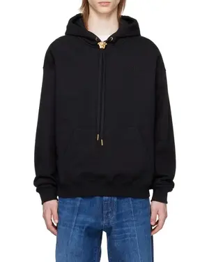 Versace Medusa Head Detailed Drawstring Hoodie - Black