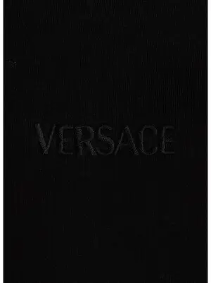 Versace Medusa Head Detailed Drawstring Hoodie - Black