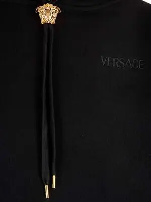 Versace Medusa Head Detailed Drawstring Hoodie - Black
