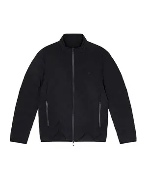 Emporio Armani Quilted Zip Jacket With Embossed Micro Eagle - Black