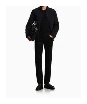 Emporio Armani Quilted Zip Jacket With Embossed Micro Eagle - Black
