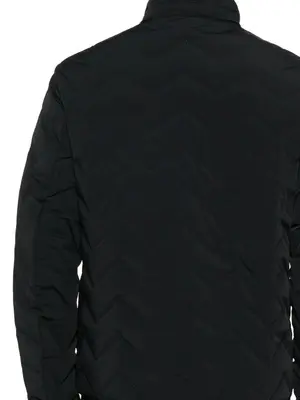 Emporio Armani Quilted Zip Jacket With Embossed Micro Eagle - Black