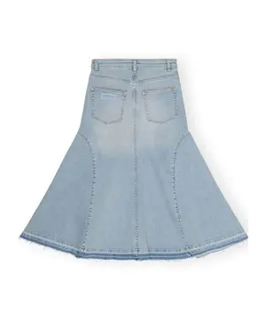 GANNI A-line Denim Midi Skirt