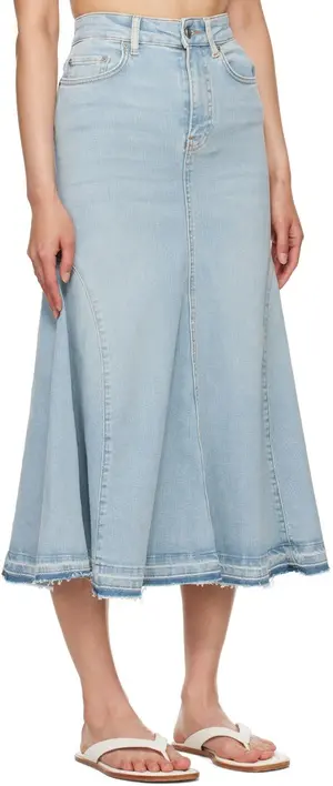 GANNI A-line Denim Midi Skirt