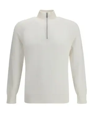Brunello Cucinelli High Neck Knitted Jumper With Zip - No