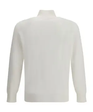 Brunello Cucinelli High Neck Knitted Jumper With Zip - No