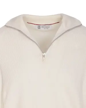Brunello Cucinelli High Neck Knitted Jumper With Zip - No