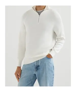 Brunello Cucinelli High Neck Knitted Jumper With Zip - No