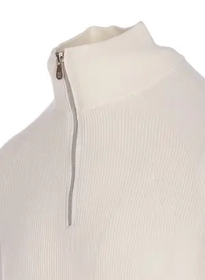 Brunello Cucinelli High Neck Knitted Jumper With Zip - No