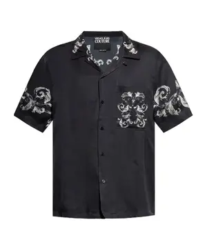Versace Barocco Print Short-sleeved Shirt - Black