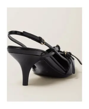 Miu Miu Buckle Embellished Pointed Toe Slingback Pumps - Black
