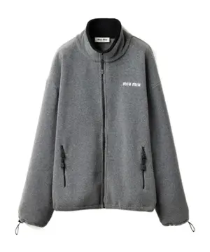 Miu Miu Oversized Zip-up High Neck Jacket - Grey