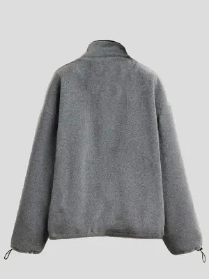 Miu Miu Oversized Zip-up High Neck Jacket - Grey