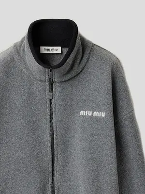 Miu Miu Oversized Zip-up High Neck Jacket - Grey