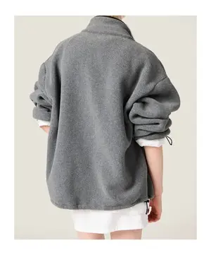 Miu Miu Oversized Zip-up High Neck Jacket - Grey