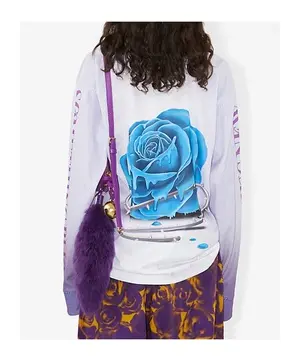 Burberry Floral Rose Printed Long Sleeve Crewneck T-shirt - Blue