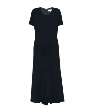 Victoria Beckham Gathered Crewneck Midi Dress