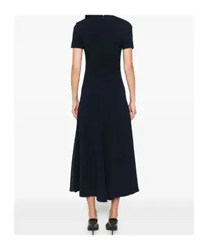 Victoria Beckham Gathered Crewneck Midi Dress