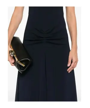 Victoria Beckham Gathered Crewneck Midi Dress