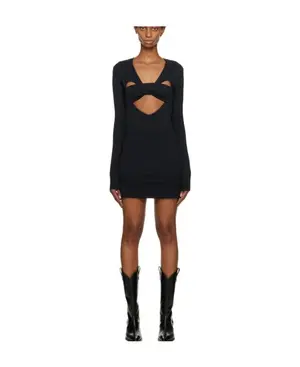 AMBUSH Monogram-jacquard Mini Dress - Black