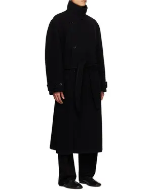LEMAIRE Single-breasted Wrapped Coat - Black