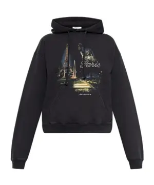Vetements Hooded Blouse With Graphic Front And Pockets