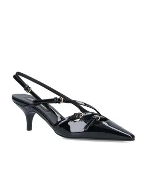 Miu Miu Pointed Toe Slingback Pumps - Black