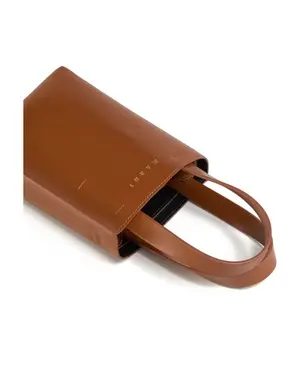 Marni Logo Printed Top Handle Bag - Brown
