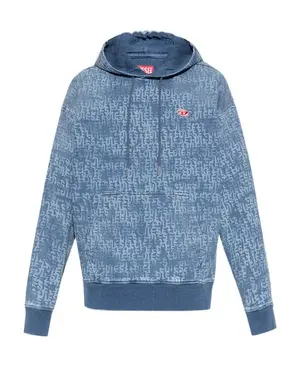 DIESEL® All-over Logo Denim-effect Hoodie - Blue