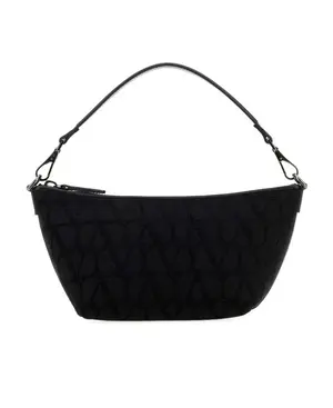 Valentino Garavani Toile Iconographe Zip-up Shoulder Bag - Black