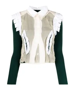 MAISON MARGIELA Deconstructed Shirt Jumper With Layered Design And Exposed Stitching