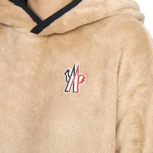 Moncler Polartec Fleece Hoodie With Logo Detail - Light Brown